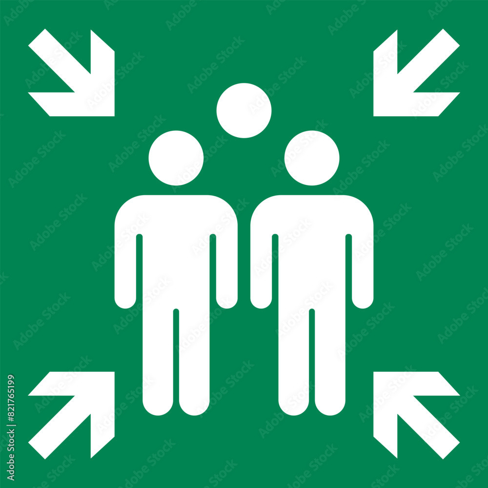 Emergency evacuation assembly point sign. Assembly point icon. Safety ...
