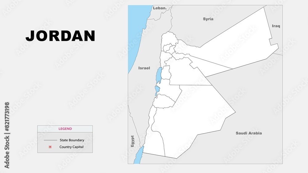 Jordan Map. State and district map of Jordan. Political map of Jordan ...