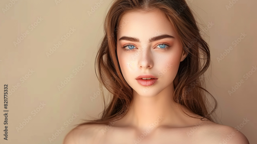 Beautiful woman with flawless skin. A sweet and expressive girl ...