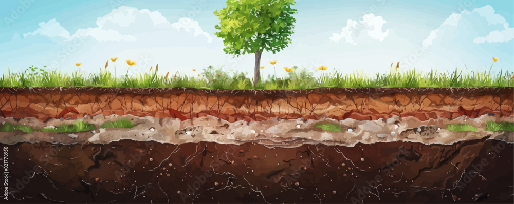 Soil layer infographics, vector cross section. vector simple ...