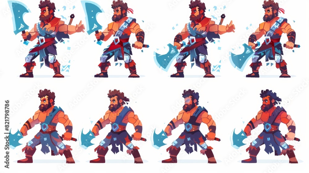 Animation of Viking cartoon character sprite sheet for a 2D RPG ...