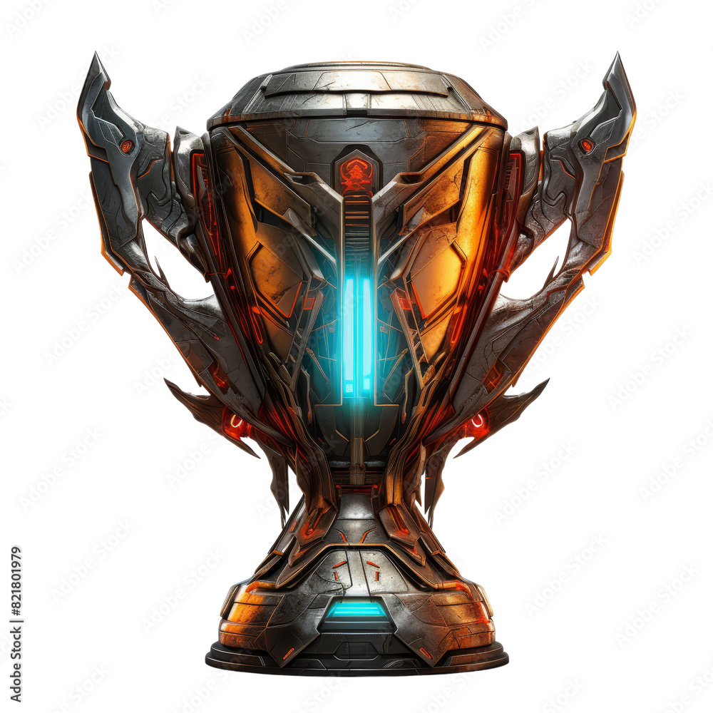 Cyberpunk Style Victory Trophy Isolated on Transparent Background, PNG ...