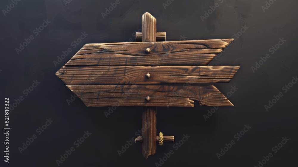 3D wooden arrow road sign set. Wood street pointer for directional ...