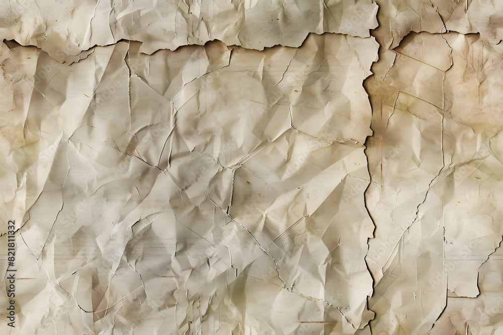 grunge empty creased paper texture with torn edges frame and faded ...