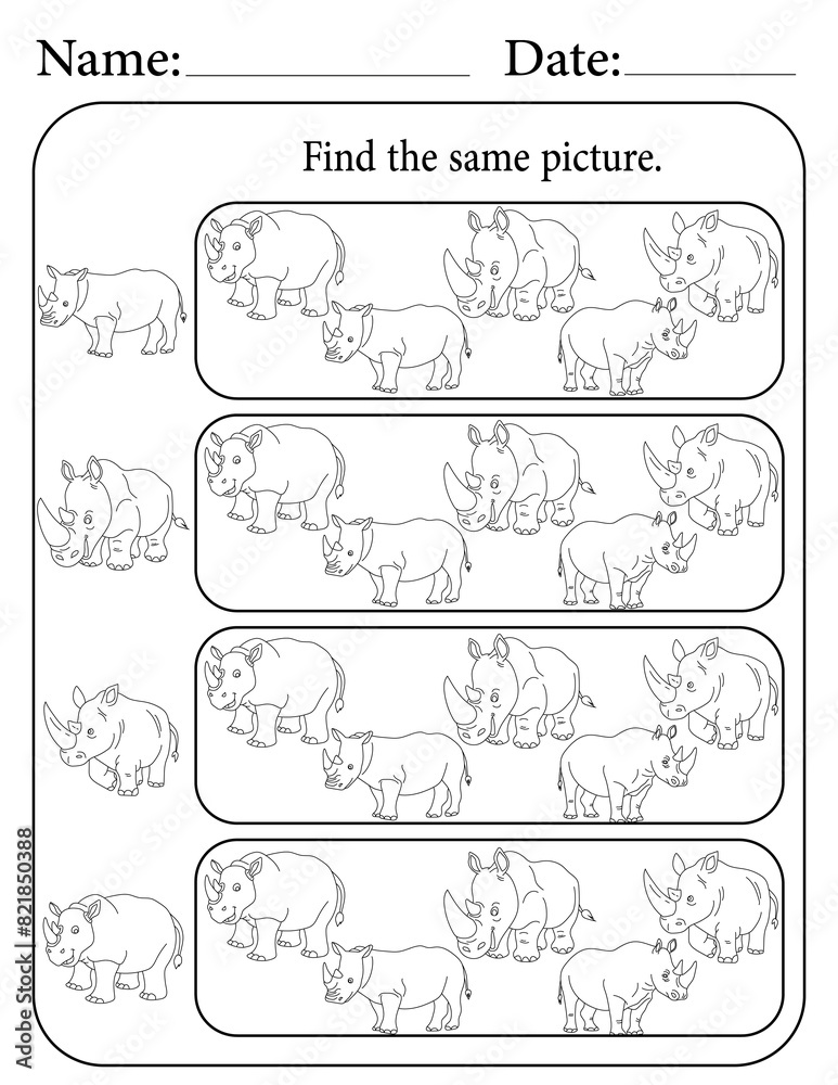 Rhino Puzzle. Printable Activity Page for Kids. Educational Resources ...