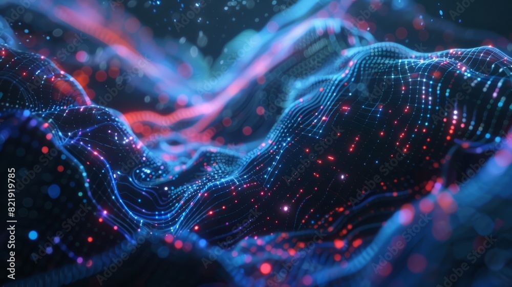 Digital background ideal for technology, neural networks, AI, data transmission, encryption ...