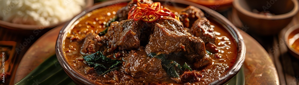 Indonesian beef rendang, a spicy beef stew cooked with coconut milk and ...