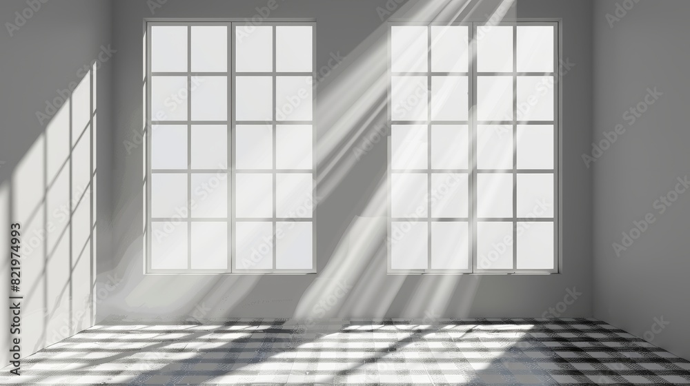 On a transparent background, a window light shadow png is overlayed on ...