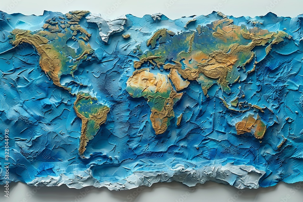 Map of the planet. World map. Global social network. Blue futuristic ...