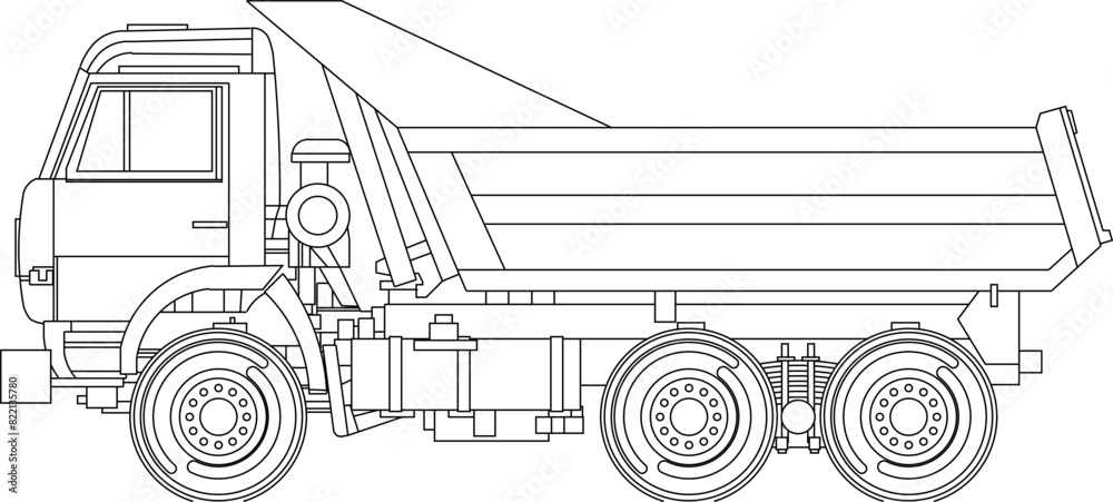 vector illustration sketch design drawing of heavy vehicle, tronton ...