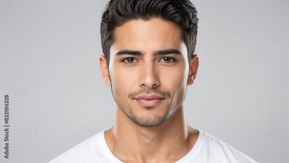 headshot of hispanic handsome guy model on plain white background ...