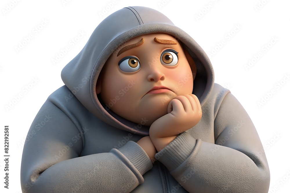 Curvy Woman With sad face missing someone , Isolated On White ...