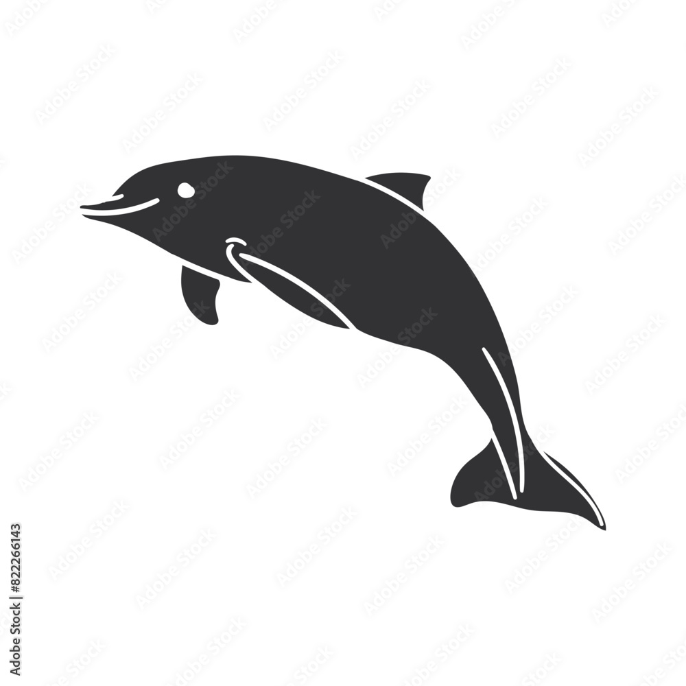 Dolphin Icon Silhouette Illustration. Sea Animals Vector Graphic ...