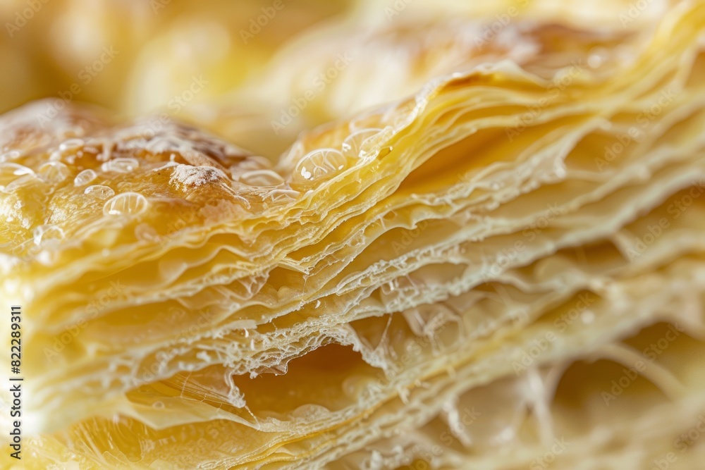 Macro Photo of Golden Pastry Puff Texture with Airy Layers for Print ...