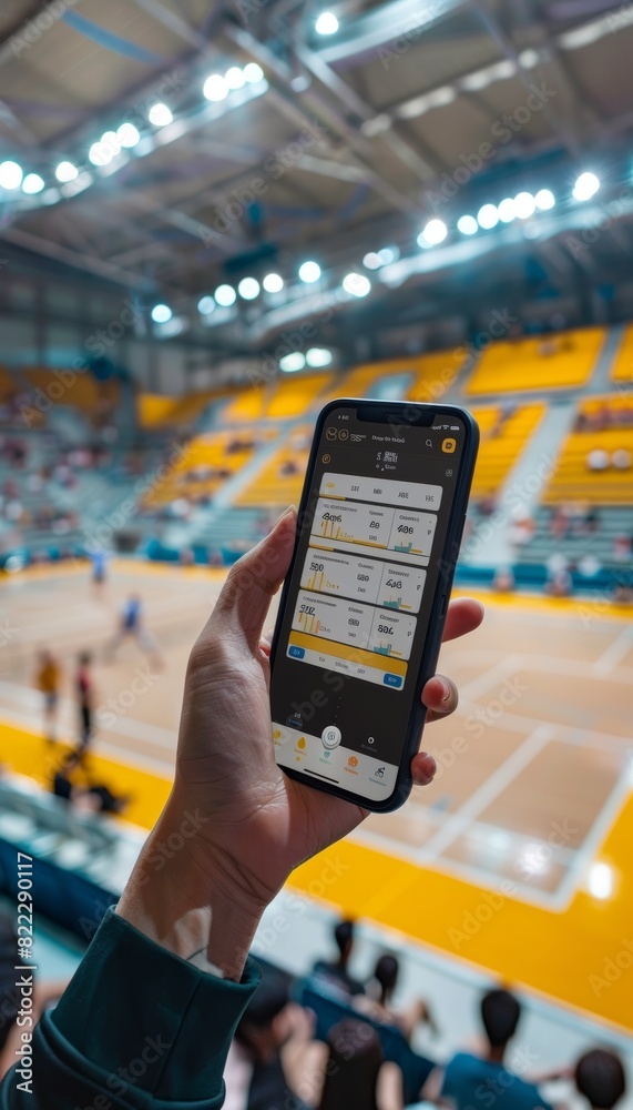 Volleyball Match Mobile App Mockup Displaying Game Statistics Held by ...