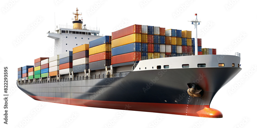 cargo ship isolated on transparent background Stock Illustration ...