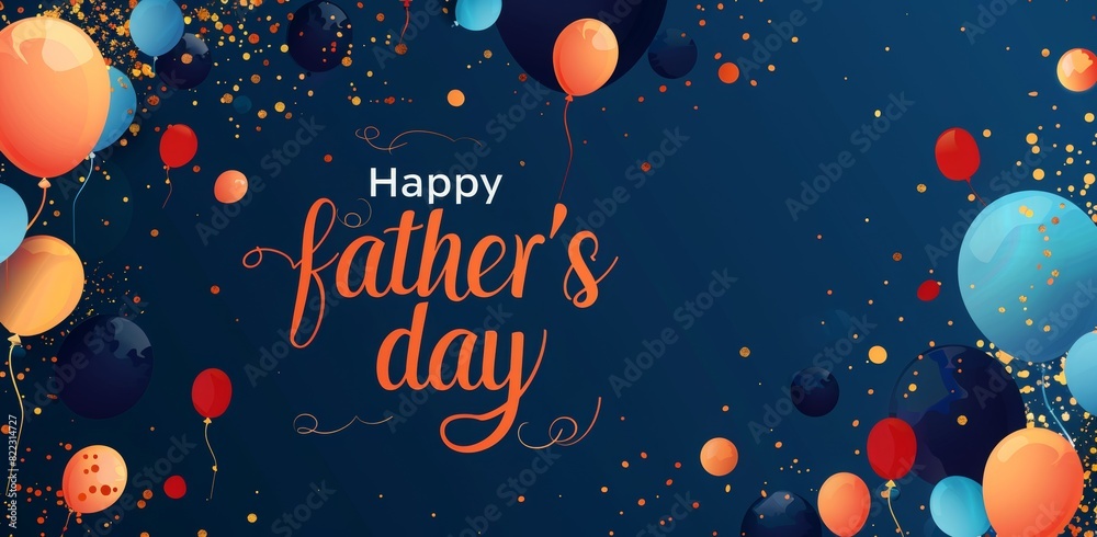 Happy Father's Day text on a navy blue background with a blur effect ...