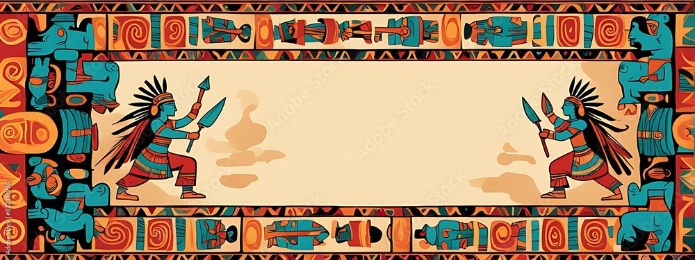 Dynamic Animated Illustration Border in Inca Maya Style with Spacious ...