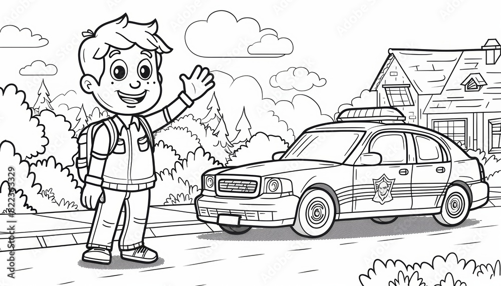Illustration Stock Simple line drawing of a coloring page of an adult ...