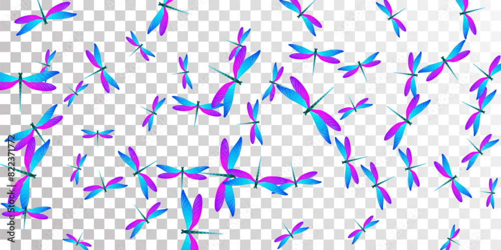 Magic blue purple dragonfly isolated vector illustration. Spring ...
