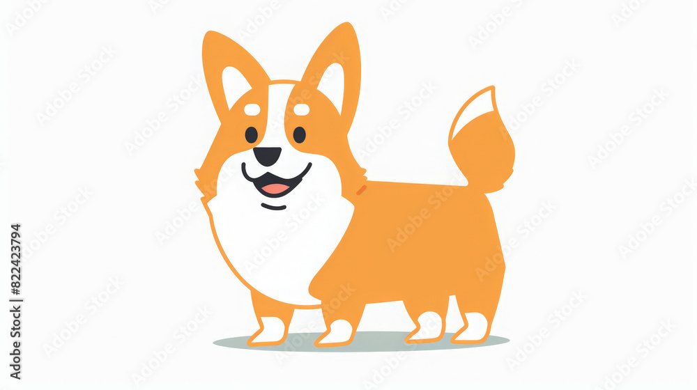 Charming and cute illustration of a corgi dog in orange and white ...