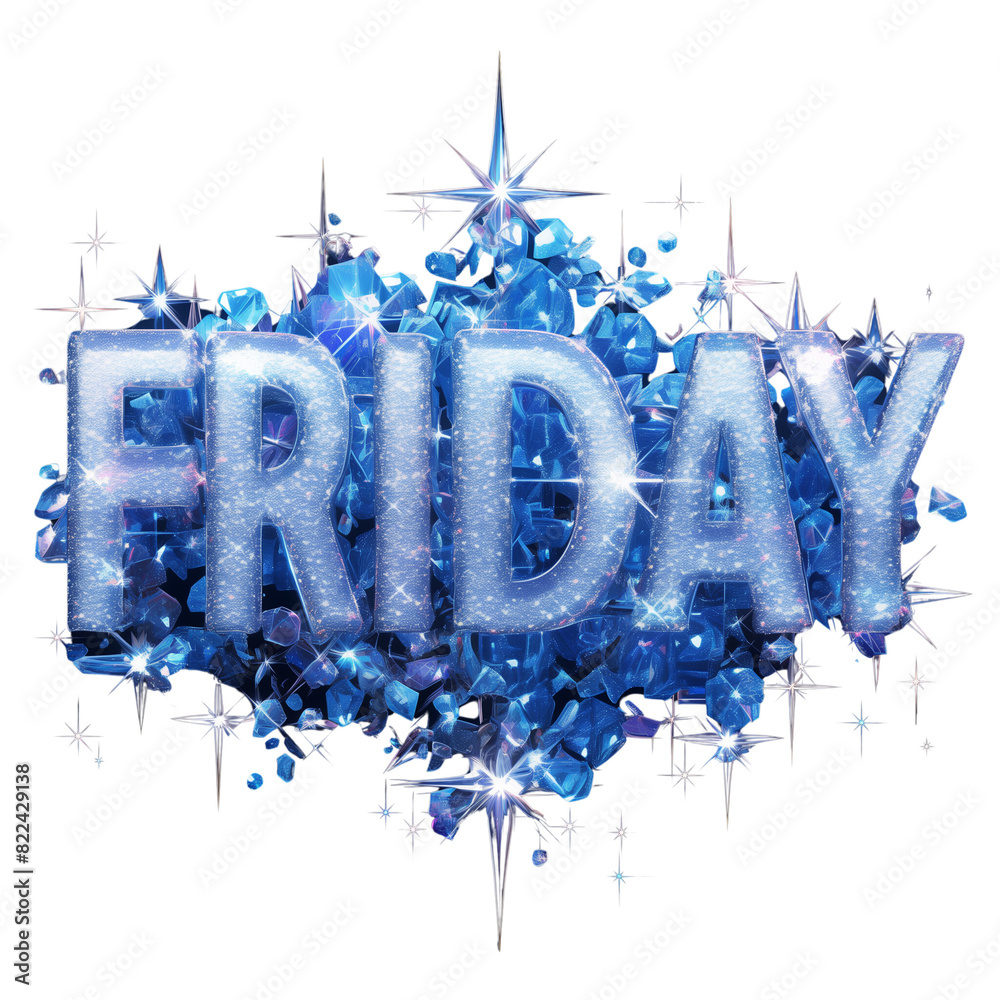 Friday glitter background, Blue "Friday" sign, day of the week sign ...
