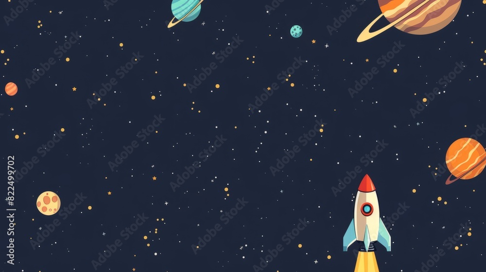 Vector illustration of a flat space design background featuring small ...