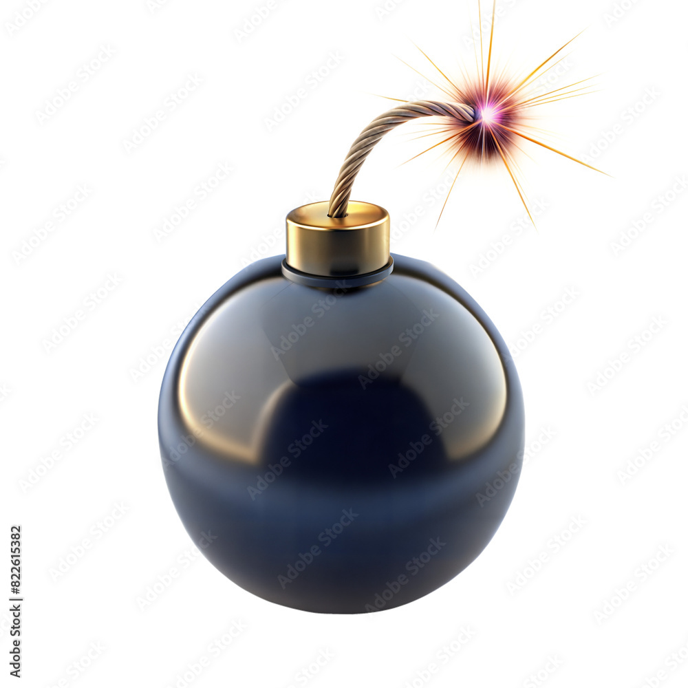 Cartoon Style Lit Bomb With Fuse on Transparent Background in High ...