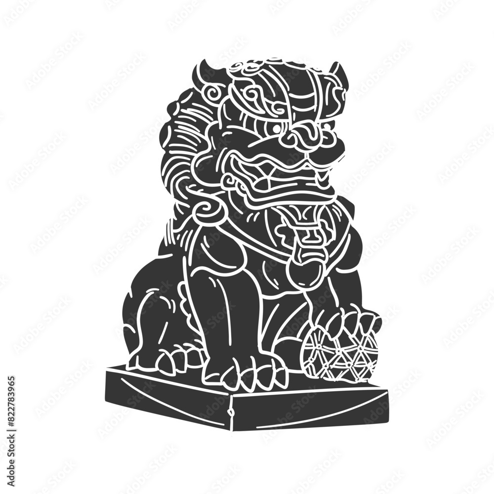 Asian Lion Icon Silhouette Illustration. Creatures Vector Graphic ...