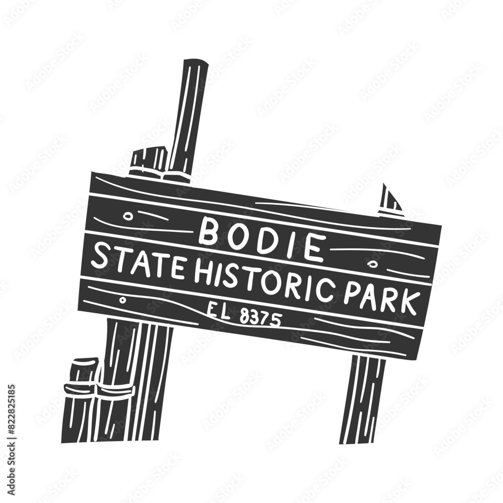 Bodie Historic Park Icon Silhouette Illustration. California State ...
