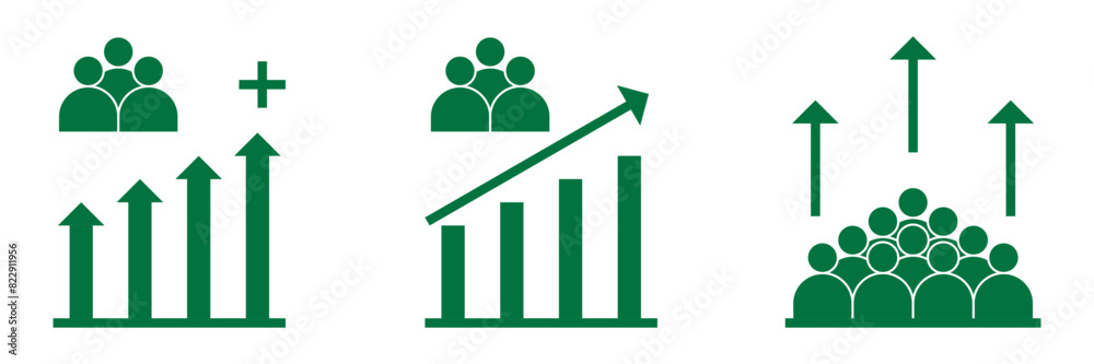 Human Population Growth Icon Set, Human Graphic Symbols. Simple Design ...