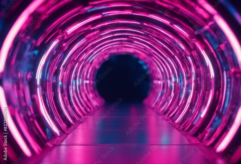 pink neon flight retro futuristic blue tunnel space warp hyper abstract ...
