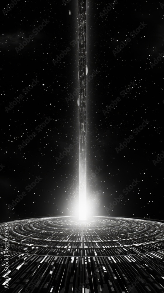 Interstellar mothership passing through a star gate, front view ...