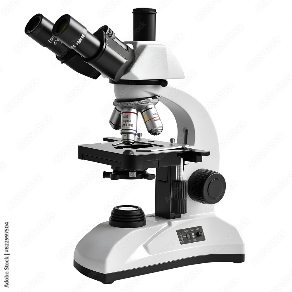 White and Black Microscope Isolated on Transparent Background, Graphic ...