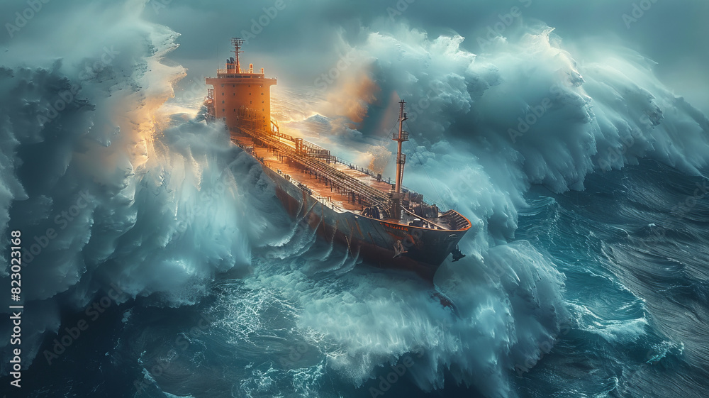 container ship in the ocean accident with a ship with containers ...