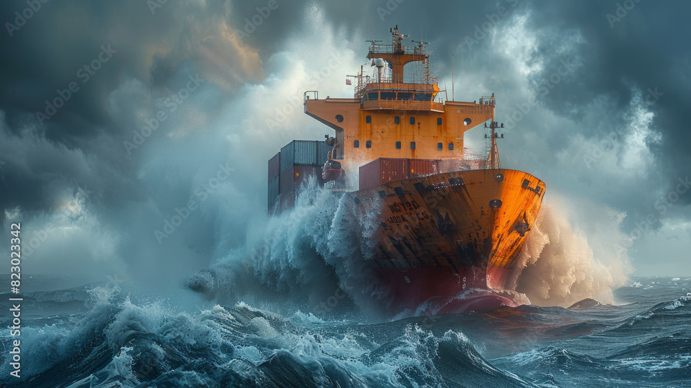 container ship in the ocean accident with a ship with containers ...