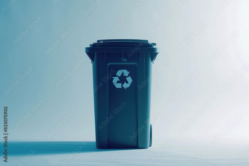 Blue recycling bin with a recycling symbol, emphasizing eco-friendly ...