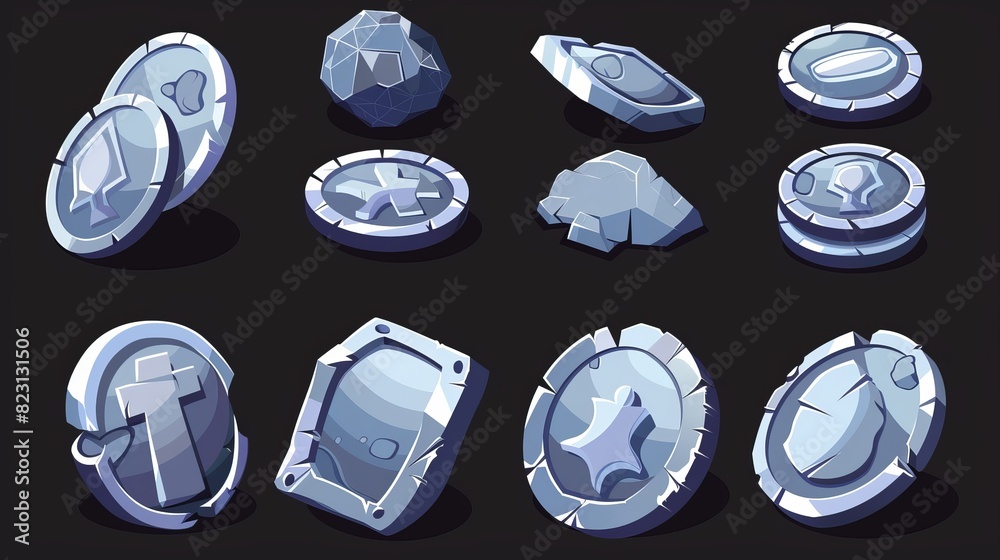 The silver coins turn around set is intended for video game animations ...