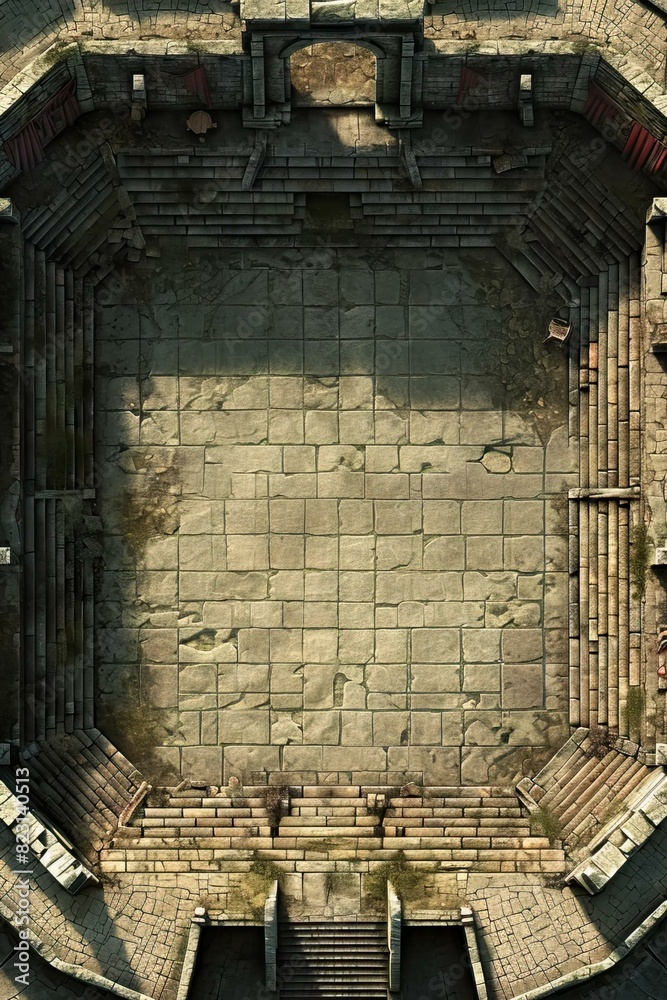 DnD Battlemap Battle Map with Opened Doors Opening in Ancient Arena. Stock Illustration | Adobe ...
