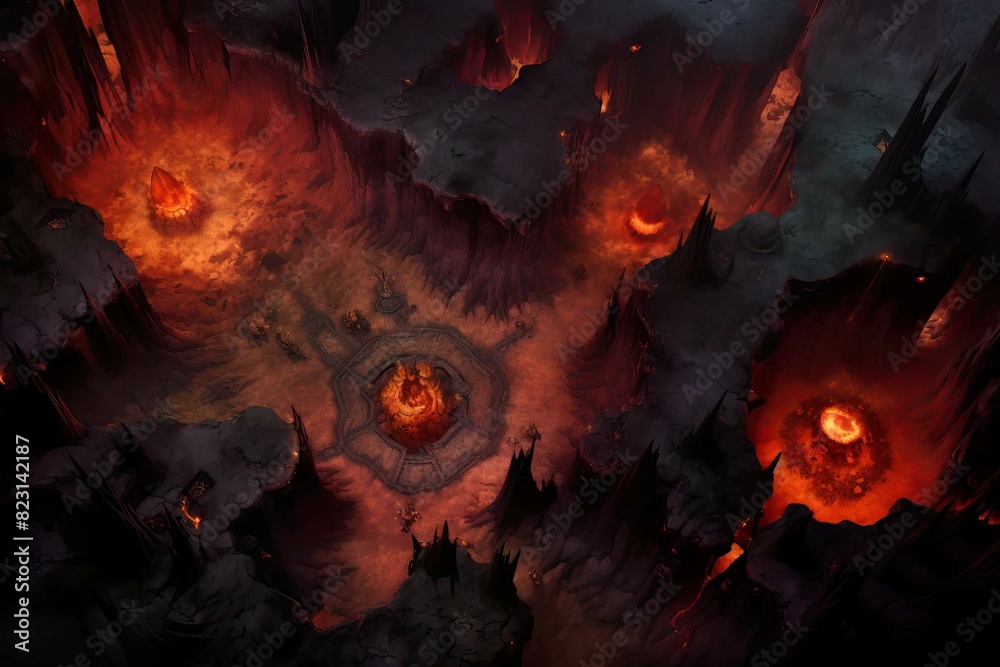 DnD Battlemap Demonic Abyss - Dark Fantasy Art. Stock Illustration ...