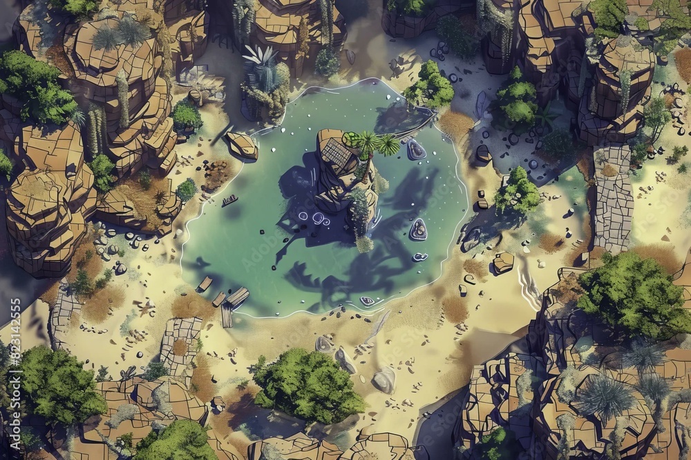 Stock-Illustration „DnD Battlemap Desert Oasis Battlemap Style - A ...