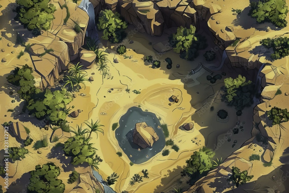 Ilustración de Stock DnD Battlemap Desert oasis map for battle ...