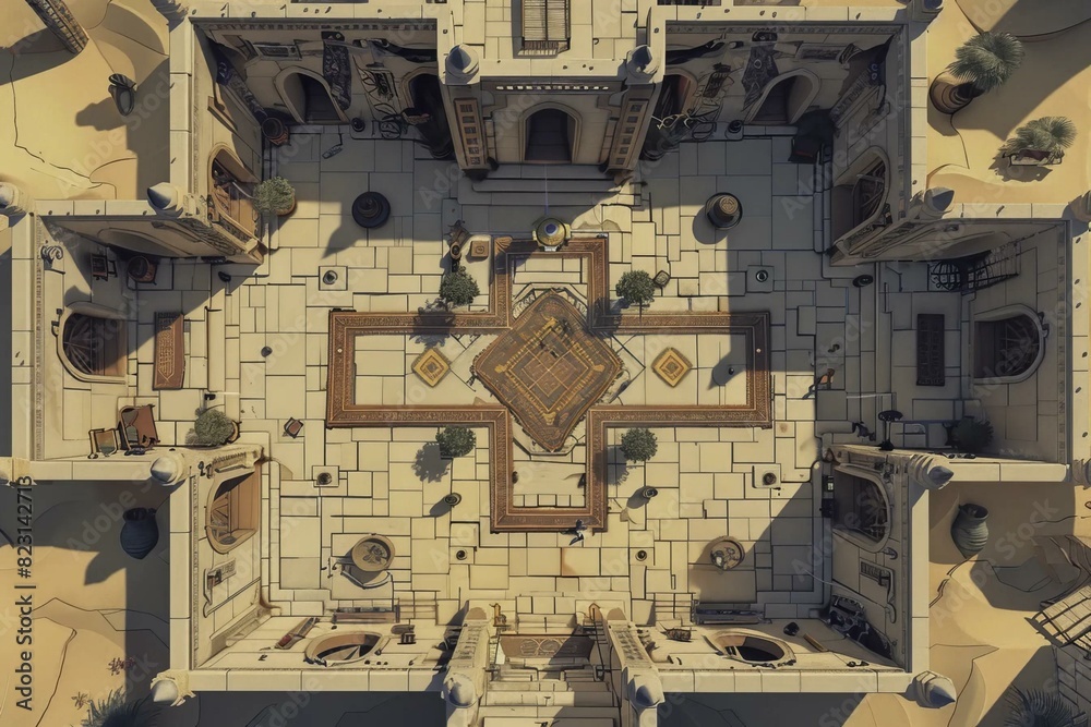DnD Battlemap Desert Palace Interior - Fantasy themed battle scene ...