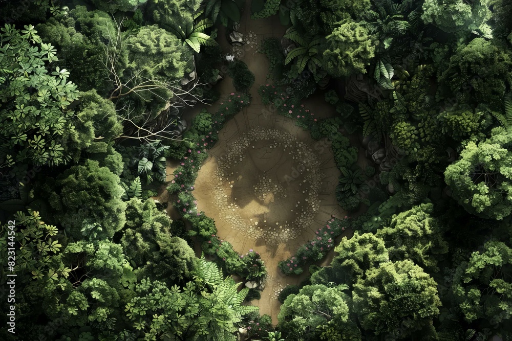 DnD Battlemap Elven Grove Battlemap Style. Lush forest with ruins ...