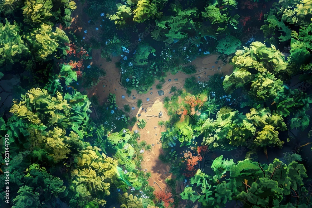 DnD Battlemap Enchanted forest battle map with ruins and river. Stock ...