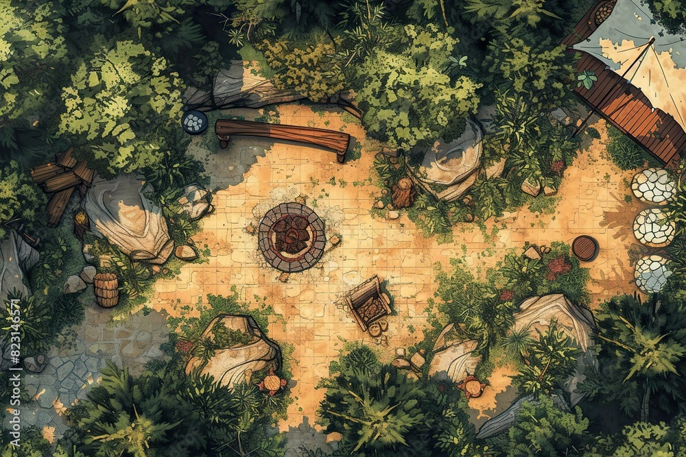 DnD Battlemap Battle Map Style for Fire Camp Setting - A detailed map for fiery battlegrounds ...