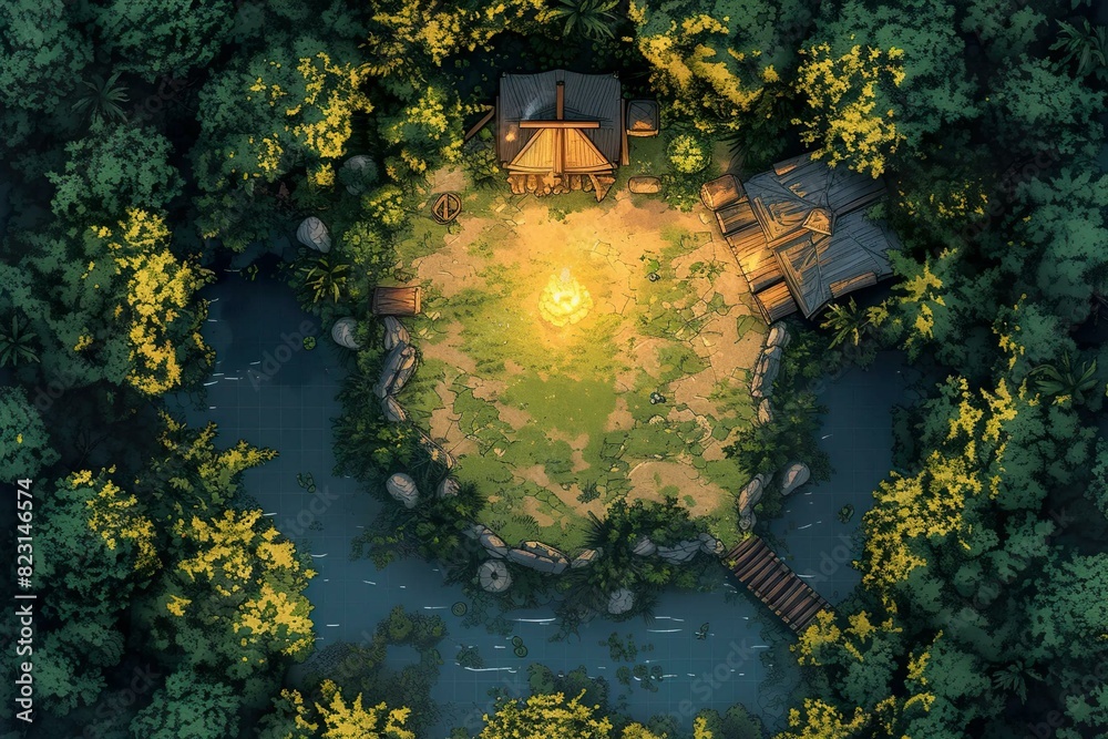 DnD Battlemap Battlemap Style Firecamp - A detailed, original ...