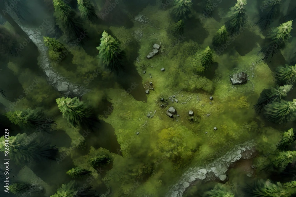 DnD Battlemap Forest Battlemap: Dense forest clearing with path. Stock ...