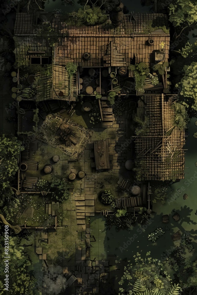 DnD Battlemap Hags Hut in a Swamp, Outdoor Fantasy Setting. Stock Photo ...