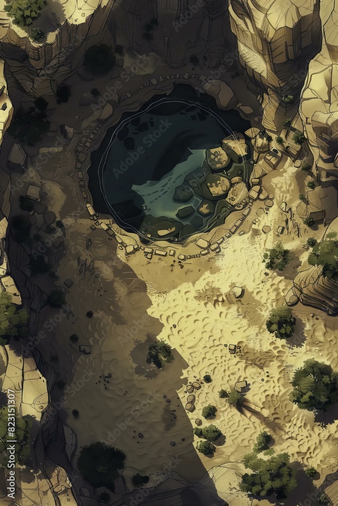 DnD Battlemap Lost Desert Oasis: A hidden water source in a dry desert ...